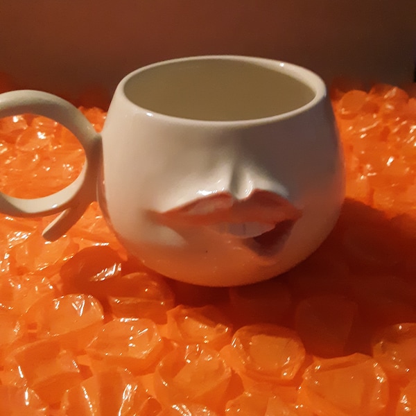 Lip Mug Classic / Lip Mug/ Ceramic Mug/ Porcelain Mugs/ Handmade Mug ...