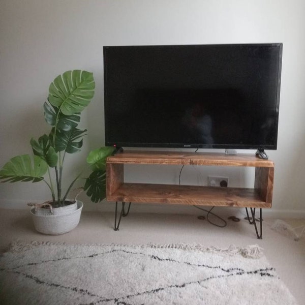 Reclaimed Wood TV Stand: Retro Media Unit With Hairpin Legs - Etsy UK