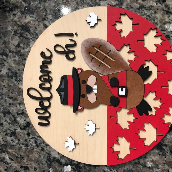 Canadian Door Hanger SVG, Canada Eh Welcome Sign, Canada Decor, Beaver ...