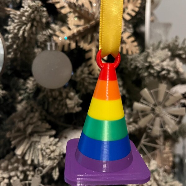 3D Printed Rainbow Traffic Cone Keychain - Etsy