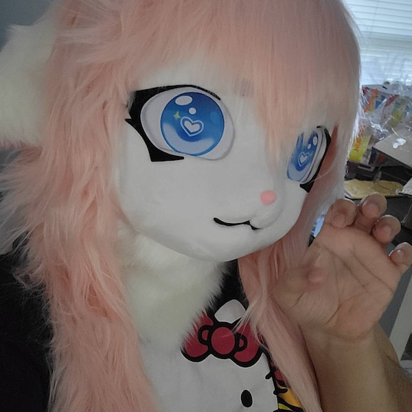 Cute Baby Pink Sheep Kig Furry Mask Head,fursuit Mask Head, Cat Kemono ...