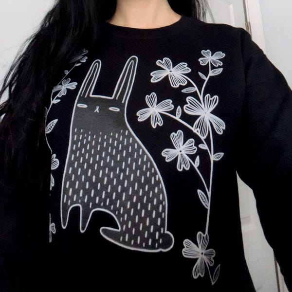 CROSSBODY BAG Black Rabbit Moon Birthday Whimsical Crescent Moon Cute ...