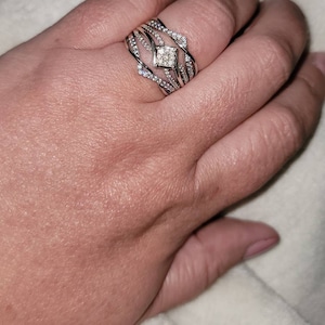 Red Heart Shape Diamond Ring, Gothic Engagement Wedding Ring, Black ...