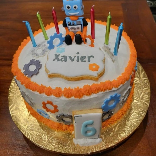 Robot Fondant Cake Topper - Etsy