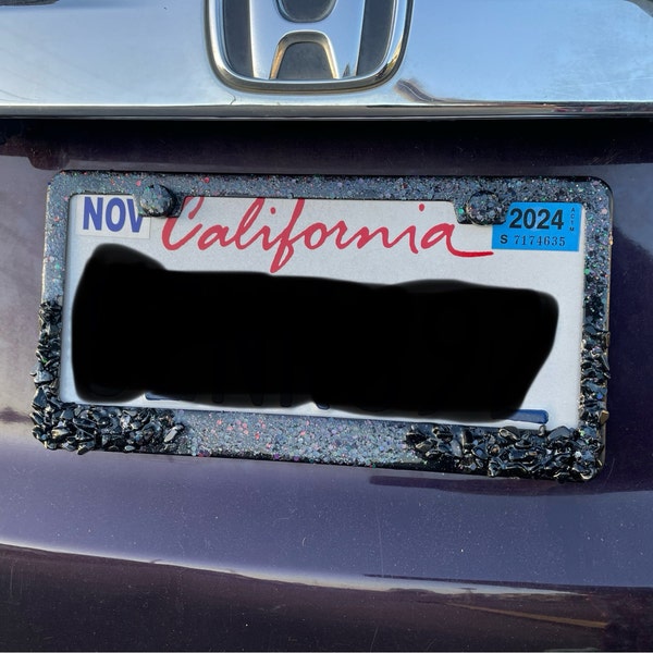 Bling Black and White Cherry Blossom License Plate Frame Cute Bling ...