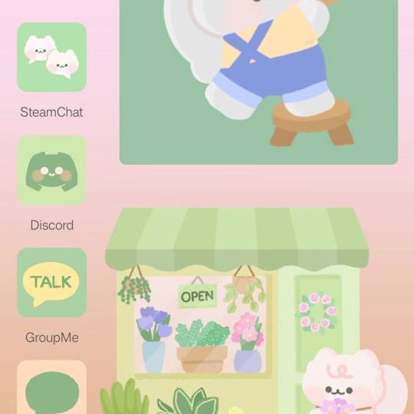 Cute Cat Pastel Pink Icon Set Ios & Android App Icons | Wallpapers ...