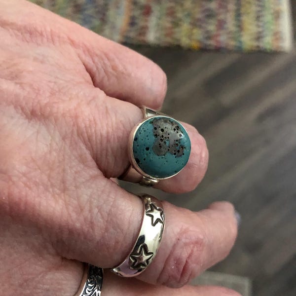 Leland Blue Sterling Silver Ring Metalsmith James Blanchard Size 8.25 ...