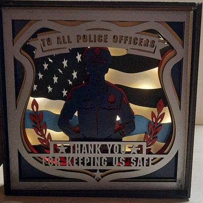 Police Officer Shadow Box Files, Paper Cut Light Box Template Files ...