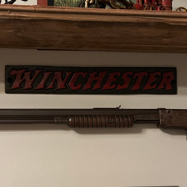 Cast Iron WINCHESTER Sign Plaque! Gun Rifle Advertising Sign! Heavy ...
