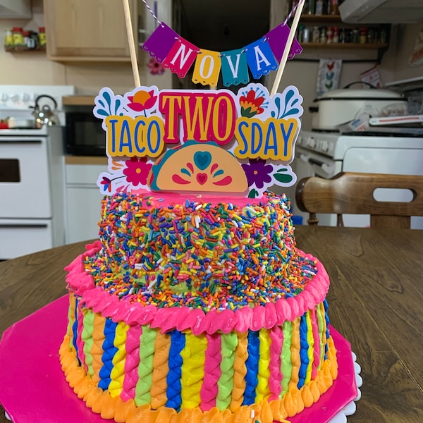 Taco Cake Bunting Topper With Taco Twosday Cake Topper- (2 Pc Set ...