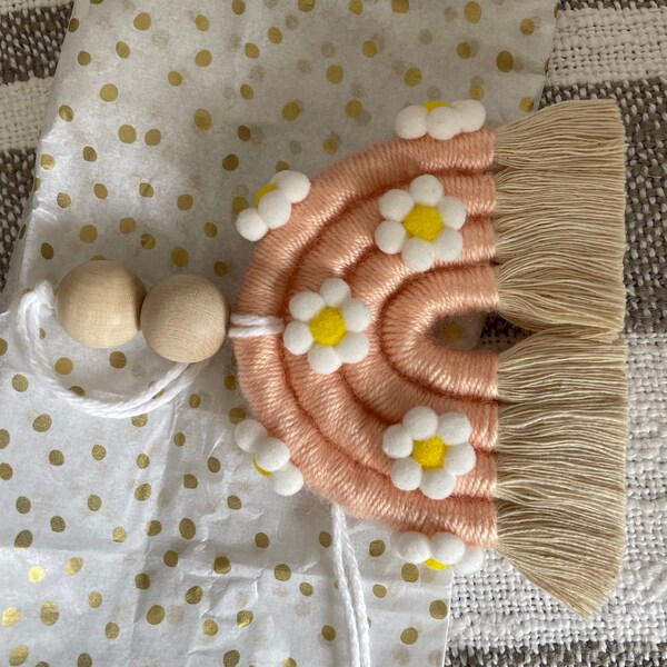 Mini Macrame Rainbow Daisy Rainbow Car Charm Car Accessories Baby Gift ...