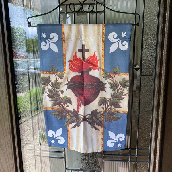 Jesus Sacred Heart Flag Catholic Christian Home and Garden Banner ...