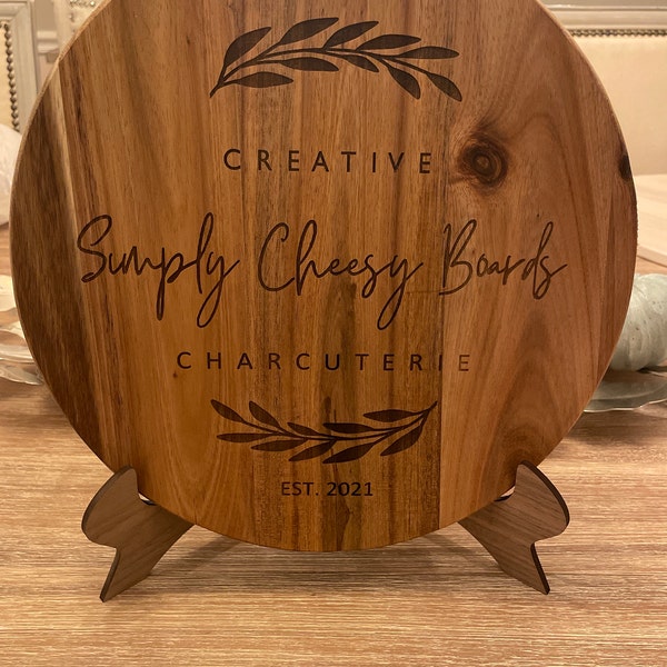 Custom Engraved Wedding Cake Tray Plate | Cutting Board With Easel ...