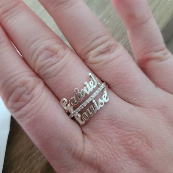 Custom Name Ring, Double Name Ring, Two Names Ring, Personalized Gift ...