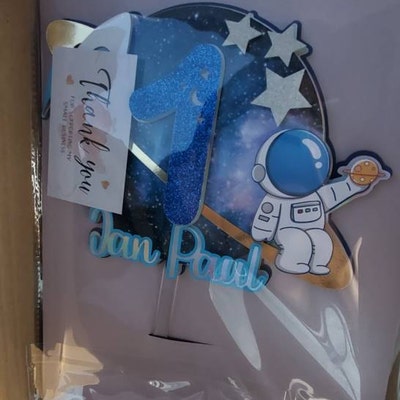 Topper de pastel espacial, fiesta de cumpleaños espacial, decoración de ...