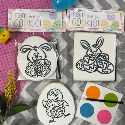 5 Paint Your Own Cookie Bag Topper, Easter Eggs Cookie Bag TOPPER, PYO ...