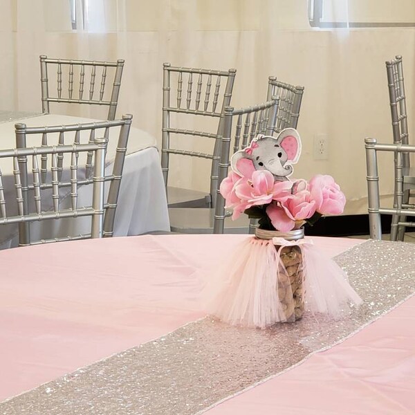 Peanut Elephant Centrepiece for Baby Girl Shower in Light Pink & Gray ...