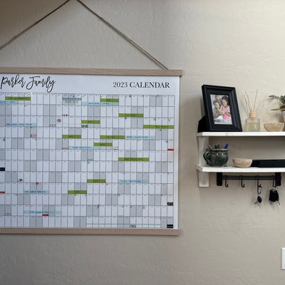 Large Personalized Monthly Wall Calendar With Wood Hanger 12 Months ...