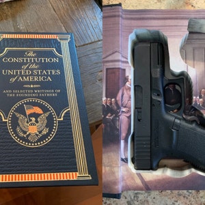 Custom Gun Book Safe for Compact Handguns US Constitution Hidden Hide ...