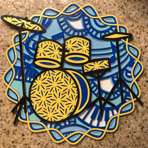 Bundle Music Instruments Layered Mandala Guitar Saxophone Drum Laser ...