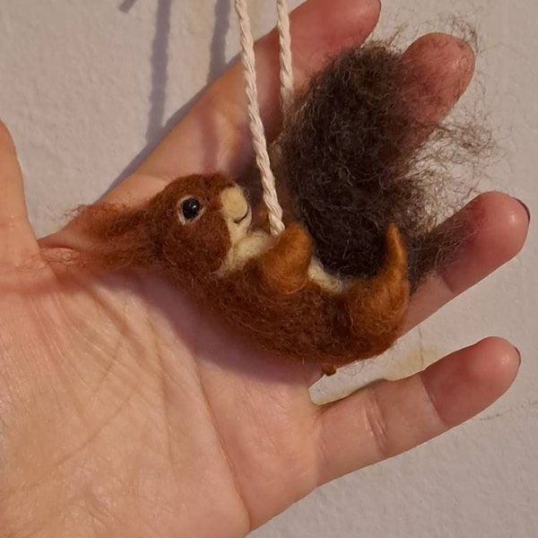 Needle Felted Red Squirrel Ornament, Wall Hanging Decor, Wool Forest ...