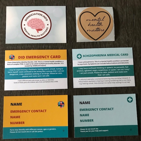 CPTSD Medical Card | Pack of Two | Crisis Card | Emergency | Depression ...