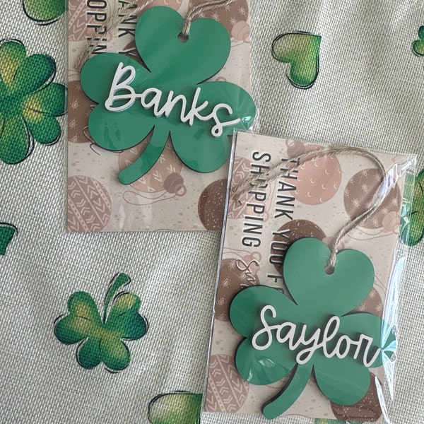 Personalized Shamrock Gift Basket Tag: 3D Layered Wood St. Patrick's ...
