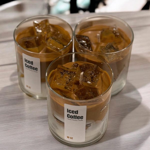Iced Coffee Candle 10 Oz - Iced Latte Cold Brew Coffee Shop, Premium ...