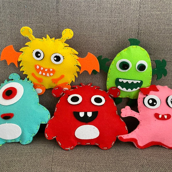 Felt Doll Sewing Kit - 5 Cute Little Monsters - Sew It Yourself - Arts ...