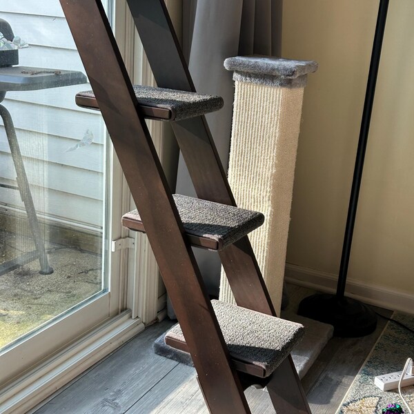 Cat Ladder - 3 Step Cherry Hardwood | Handcrafted High-quality Ladder ...
