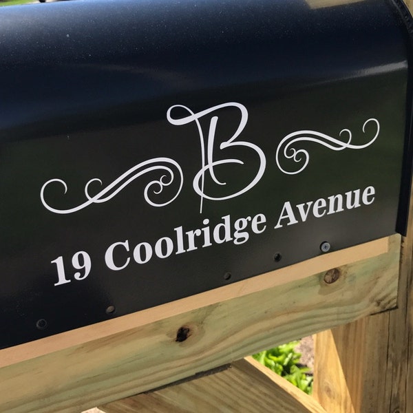 Mailbox Monogram Vinyl Decal, Street Address Decal, Family Name Mailbox ...