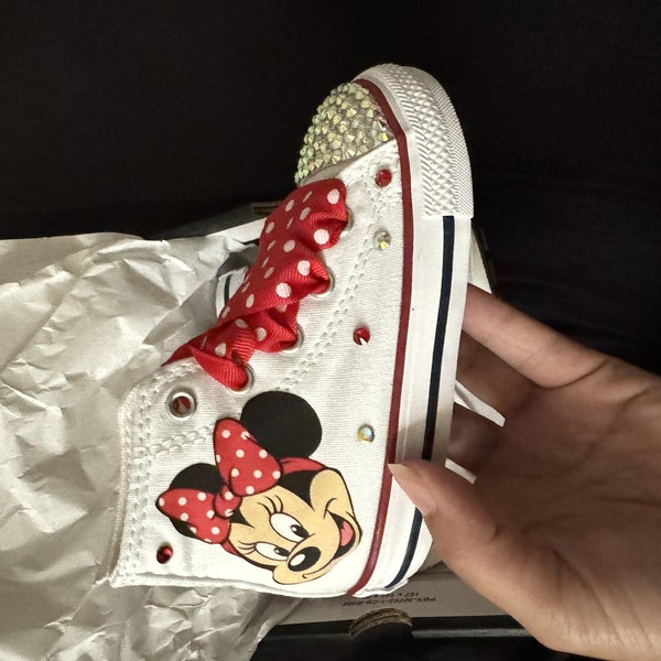 Minnie Mouse Bling Shoes, Minnie Mouse Red Sneakers Shoes, Minnie Mouse ...