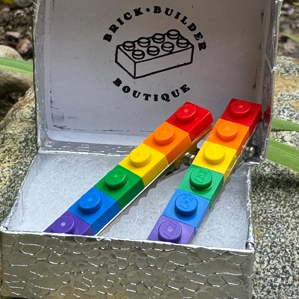 Rainbow Brick Alligator Hair Clips (set of 2) - Etsy