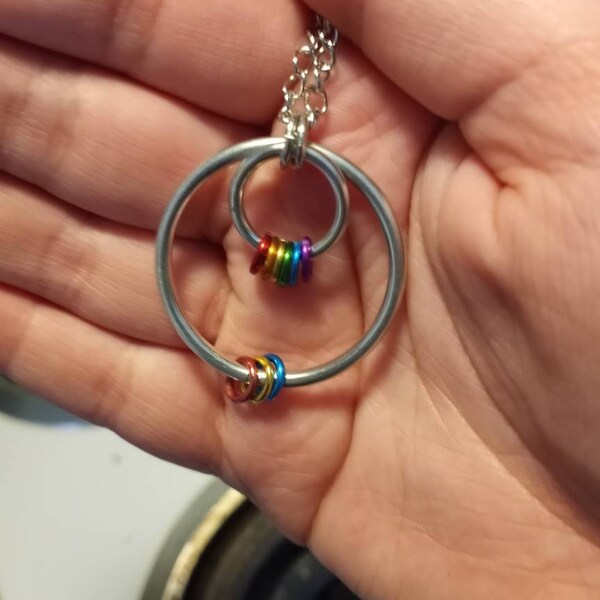 LGBTQ Pride Pendant, Aluminum Hoops, Stainless Steel Chain, Choose Your ...