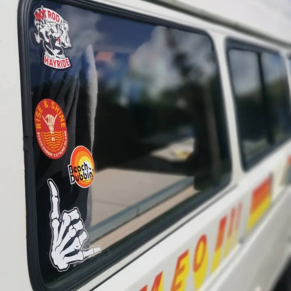 Shaka Skeleton Hand Car Sticker - Decal Window Sticker Campervan Surf ...