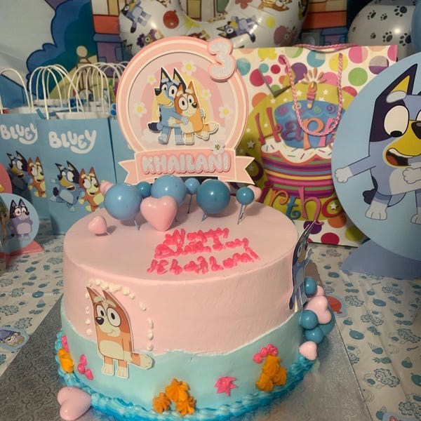 Blue Dog Cake Topper, Blue Cake Topper, Blue Birthday Cake Topper, Blue ...