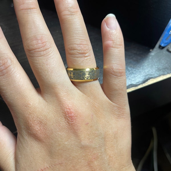 Engraved Aztec Culture Ring + Engraved Aztec Calendar Rectangular Ring ...