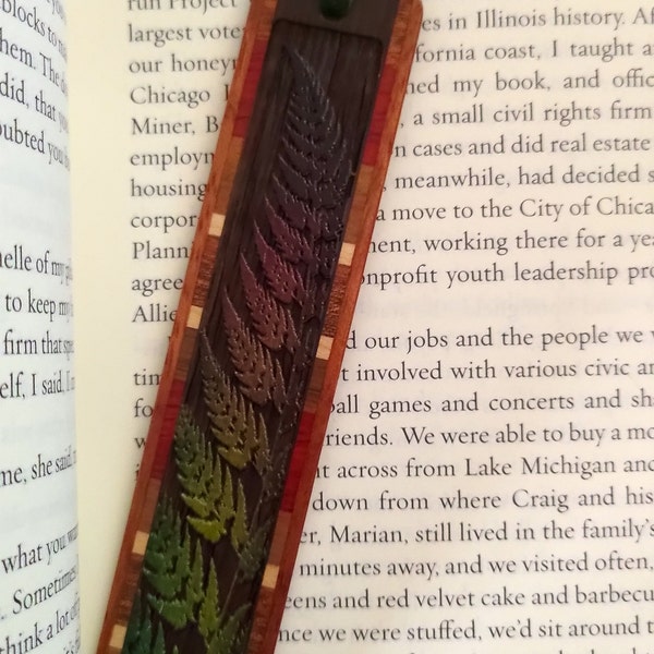 Sword Fern Wooden Bookmark Handmade Engraved With Added Color - Made in ...