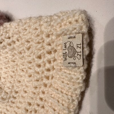 Personalised Set of 50 Cream 28x18mm Faux Leather Labels Rectangle ...