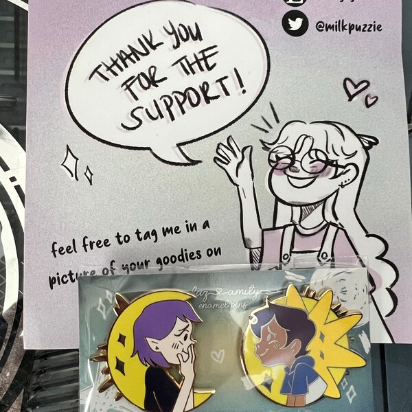 The Owl House Gold Enamel Pin | Lumity Luz Noceda & Amity Blight Hug - Etsy