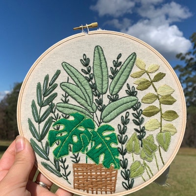 Green Plants Beginner Embroidery PDF Pattern. Hand Embroidery Plant ...