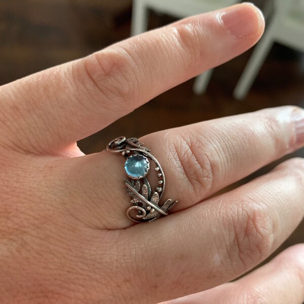 Fern Leaf Ring Elven Engagement Ring Botanical Floral Ring Silver Wire ...