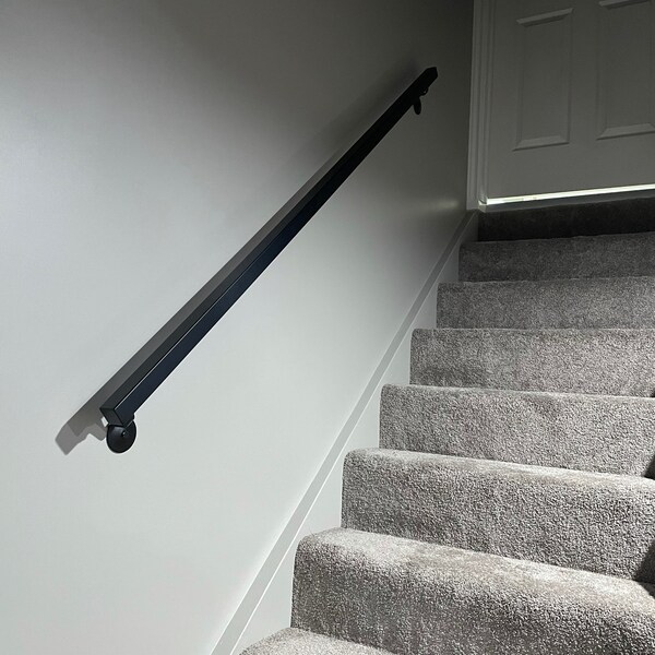 Metal Handrail 1-1/2"x 1-1/2" Modern Minimalist Powder Coated, Straight ...