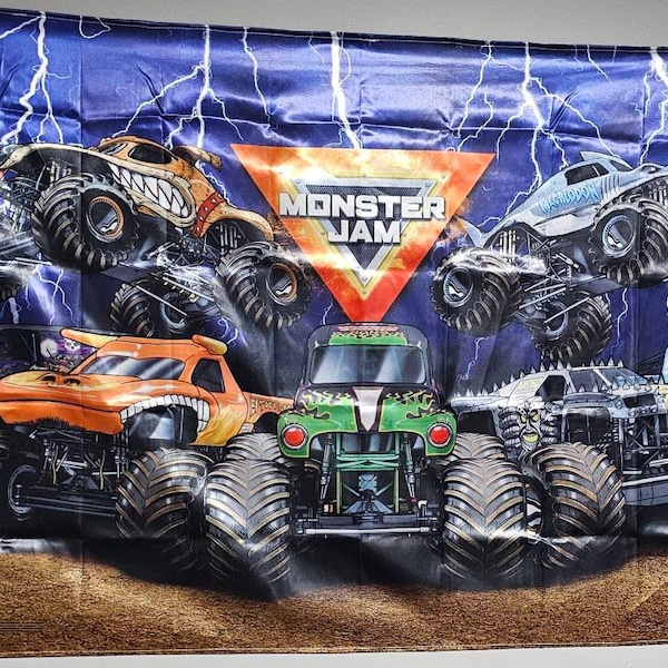 Monster Jam Wall Mural – 3 X 5 Foot Fabric Wall Decoration. Polyester ...