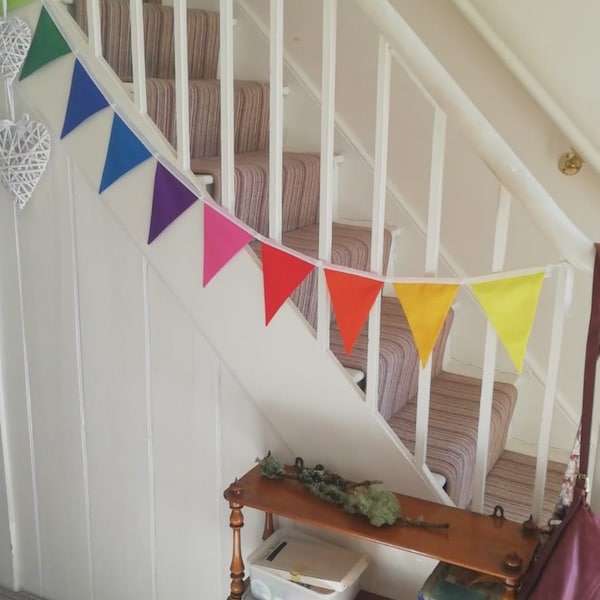 Rainbow Bunting | Multicoloured Fabric Bunting | Colourful Party Decor ...