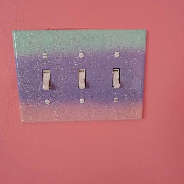 Pink Lavender Turquoise Ombré || Sparkle Bling Light Switch Plates ...