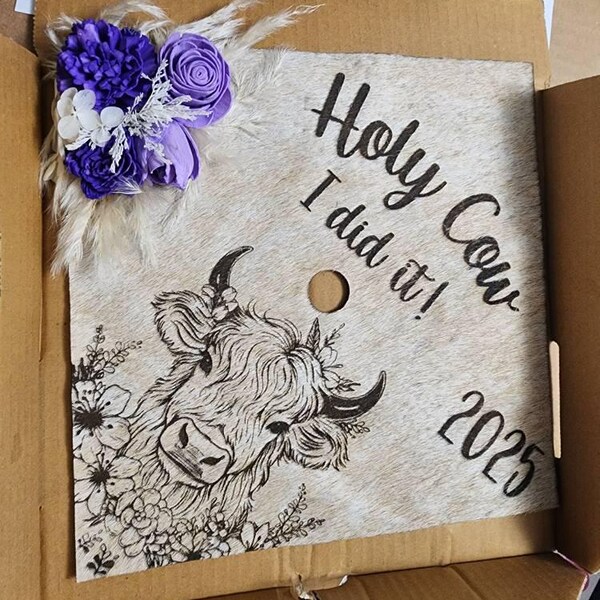 Personalized Cowhide Graduation Cap Topper, Custom Graduation Cap ...