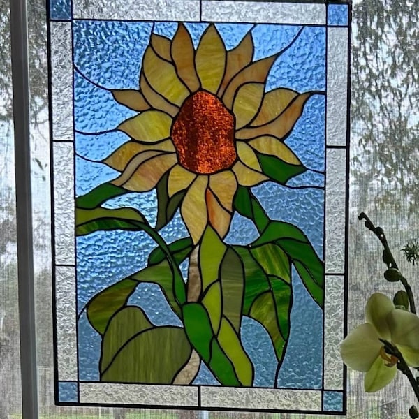 Pink Magnolia Stained Glass Panel Gifts Custom Stained Glass Panel Pink ...