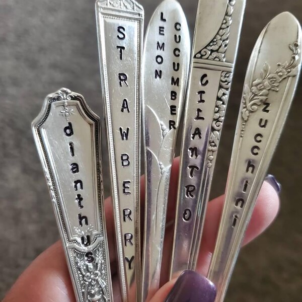Handmade Garden Marker Set of 5 Herb Marker Vintage Upcycled Christmas ...
