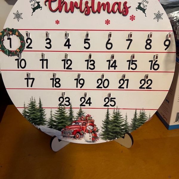 Countdown to Christmas, Round Christmas Countdown Advent Calendar, Days ...